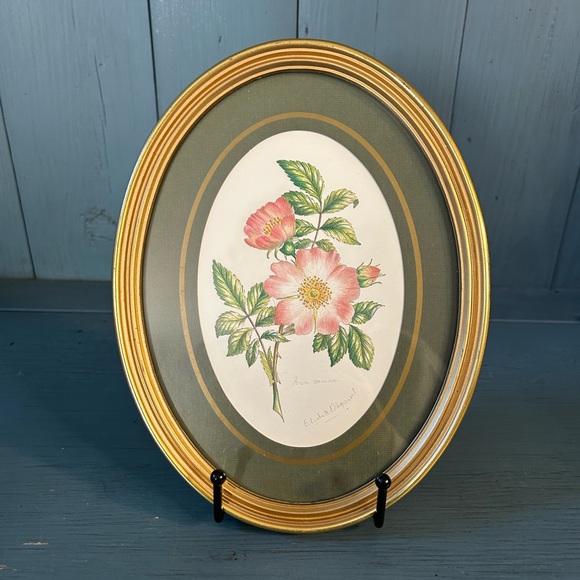 Avon | Art | Vintage Avon Oval Pink Flower Picture Gold Plastic Frame 9 ...